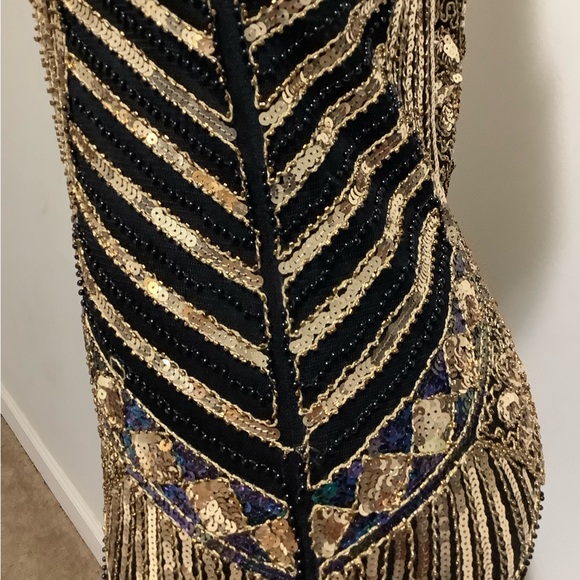 Vintage | Dresses | Vintage Art Deco 9s Does 20s Sequin Beaded Dress ...